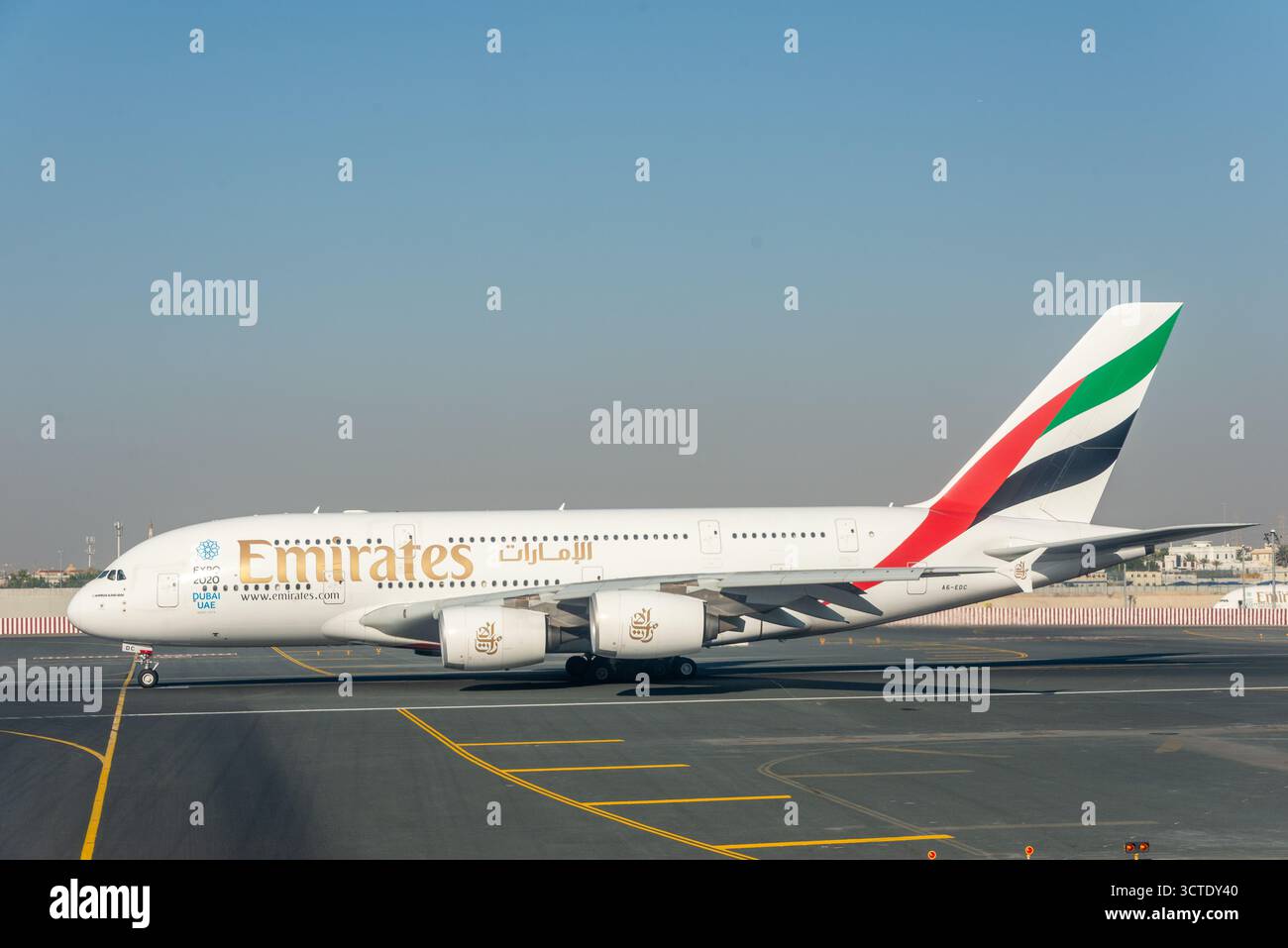 Through the passenger porthole of a Emirates 380 airbus as another ...