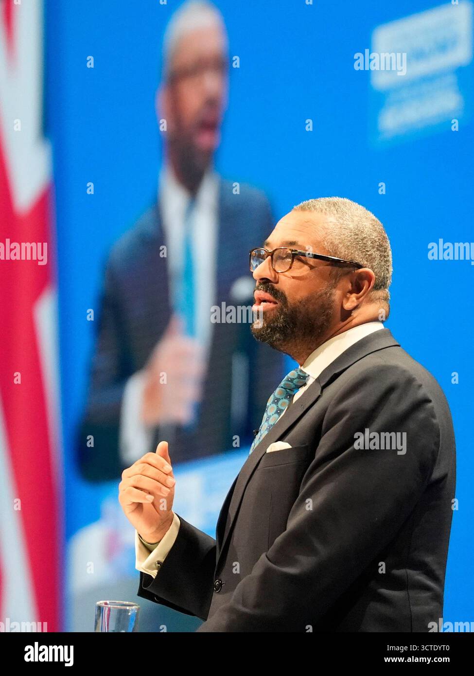 Shadow housing secretary Sir James Cleverly, making a speech during the ...