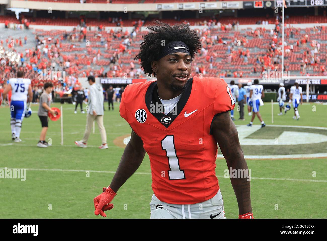 ATHENS, GA - OCTOBER 04: Wide receiver Zachariah Branch #1 of the ...