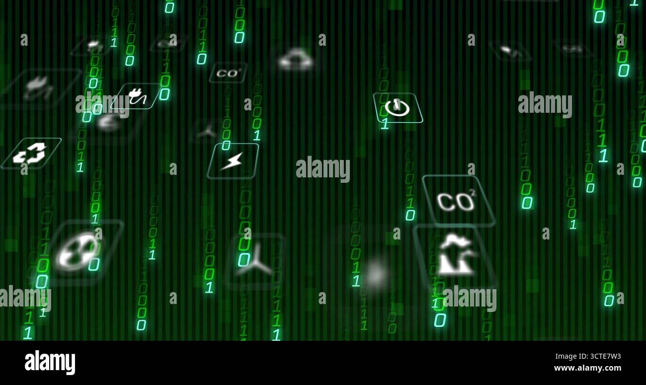 Cascading green binary digits hi-res stock photography and images - Alamy