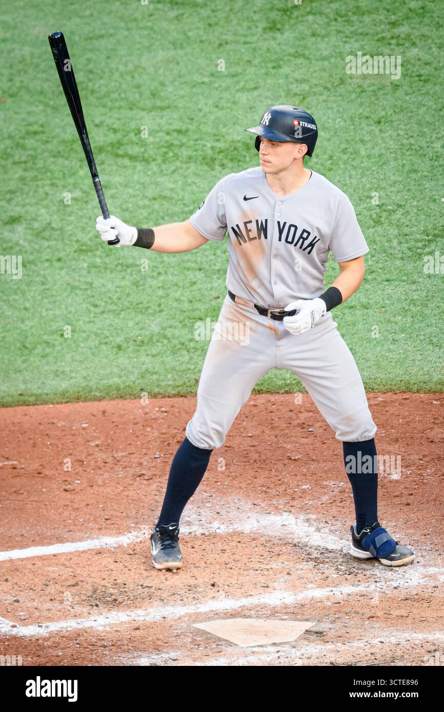 TORONTO, ON - OCTOBER 05: New York Yankees Catcher Ben Rice (22) bats ...