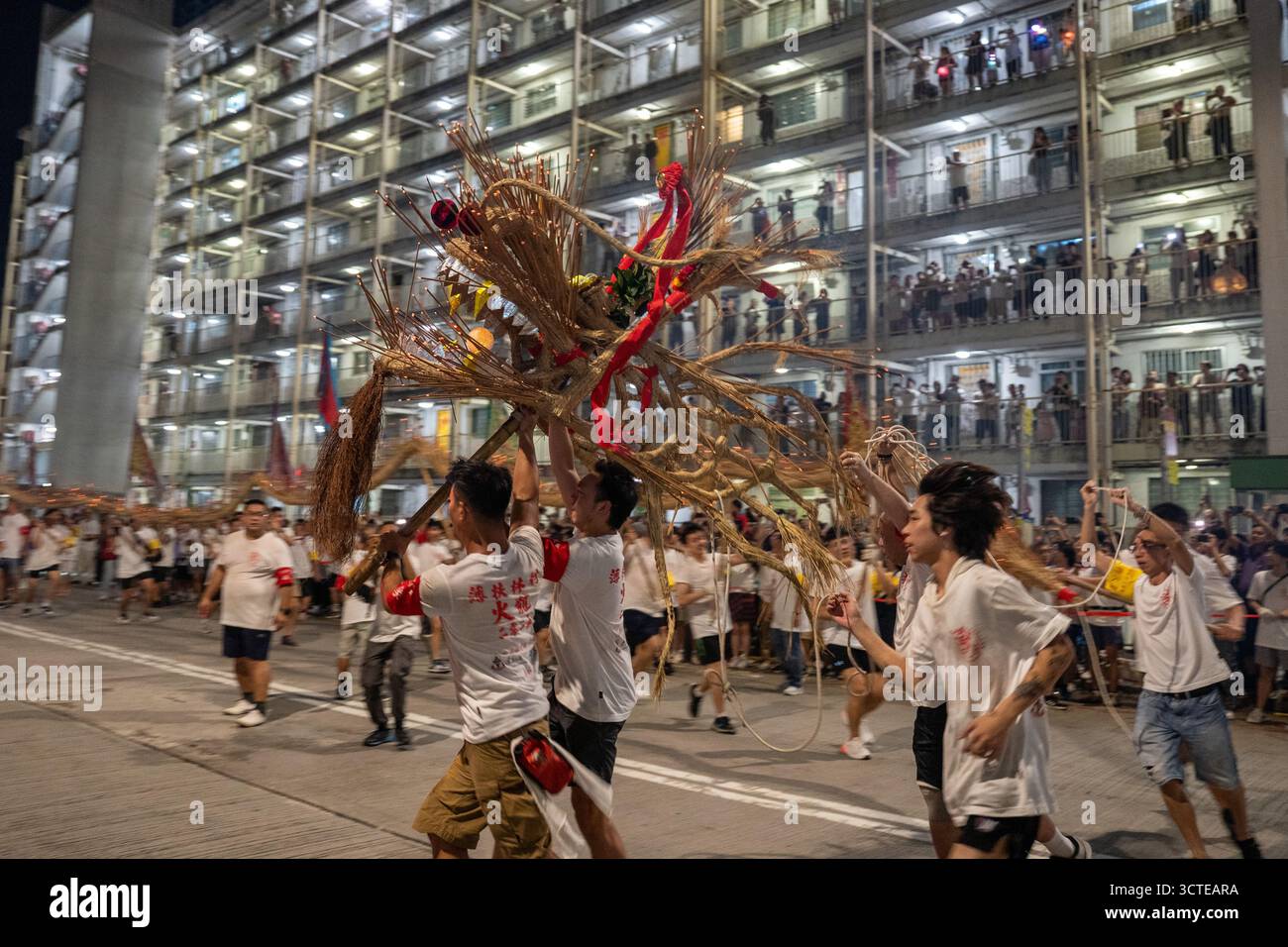 Performers performing the fire dragon dance at Wah Fu Estate on October ...