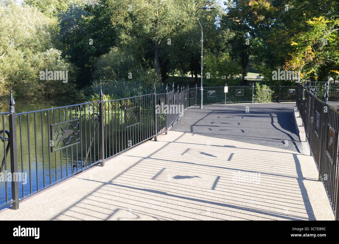 The restored Middle Mill footbridge over the River Colne in Colchester ...