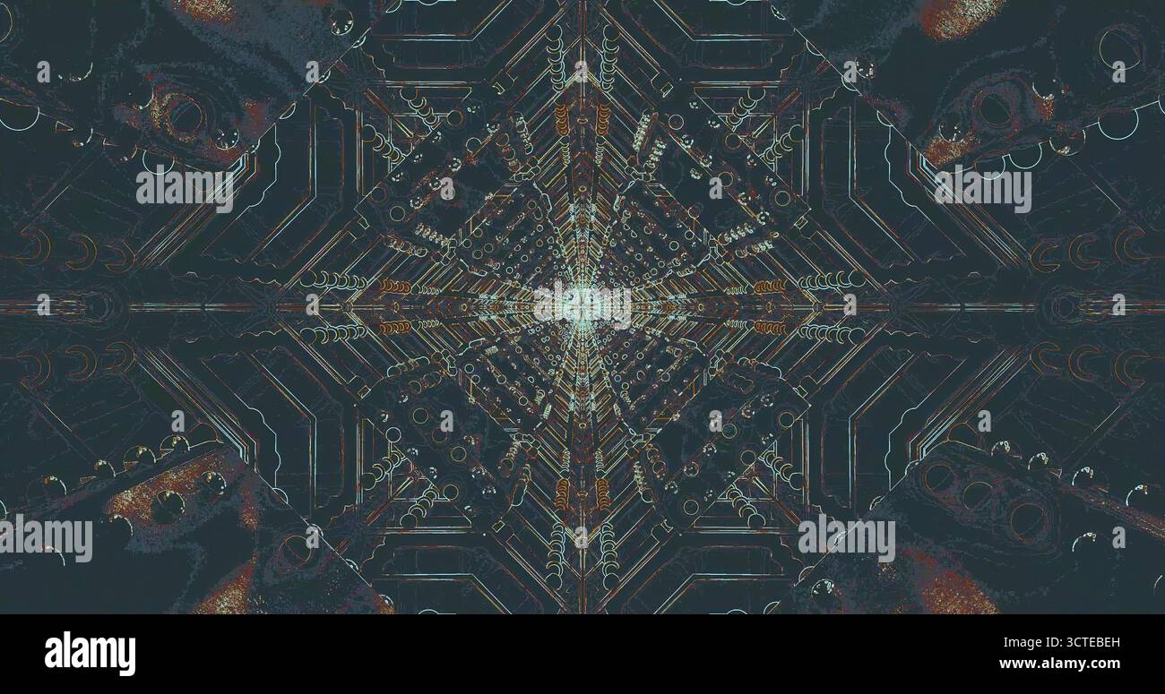 Intricate abstract design displays a complex digital pattern with ...