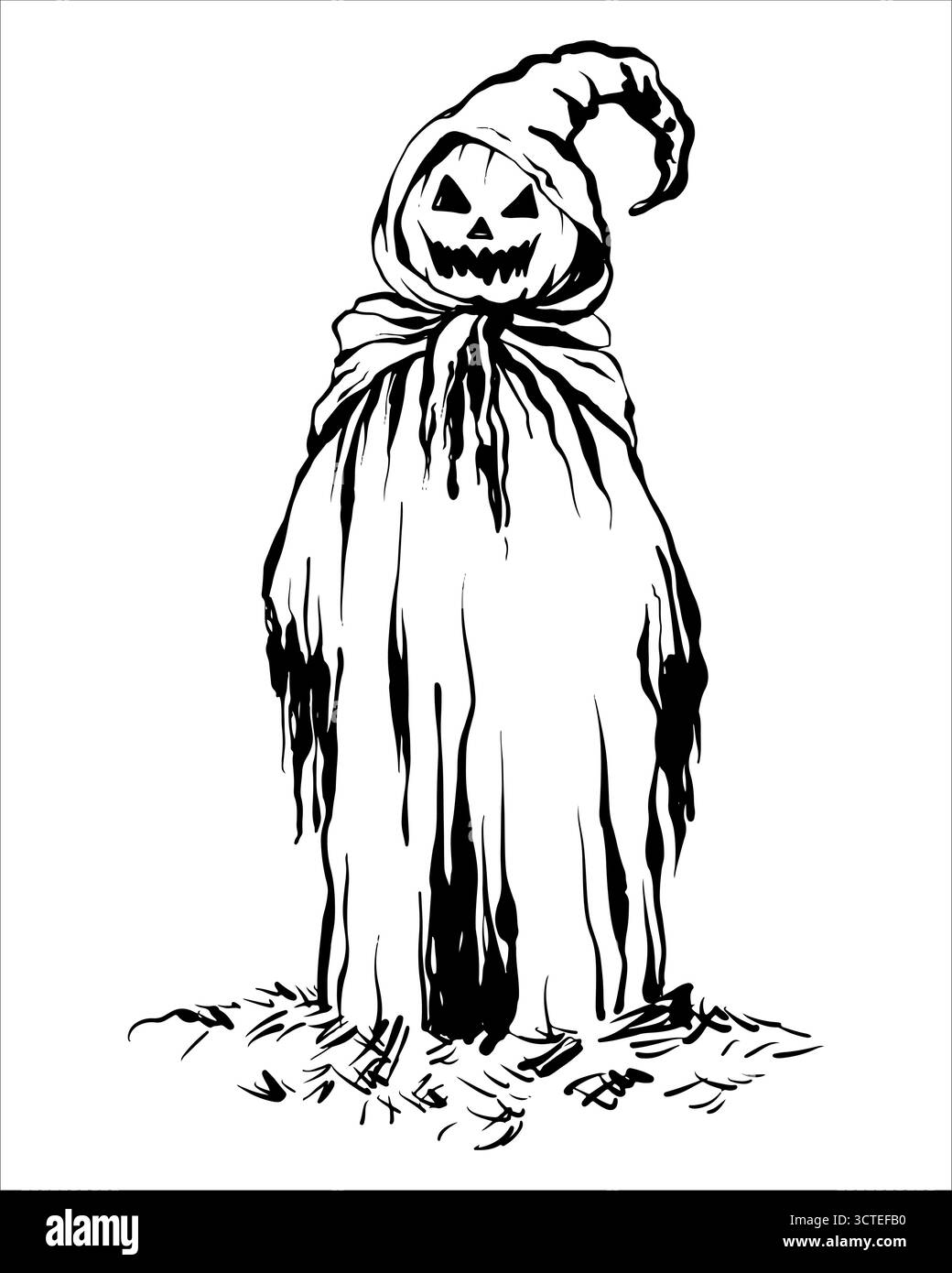 Evil pumpkin in outline hi-res stock photography and images - Alamy