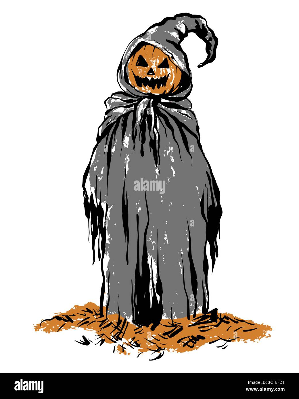 Evil pumpkin in outline Cut Out Stock Images & Pictures - Alamy