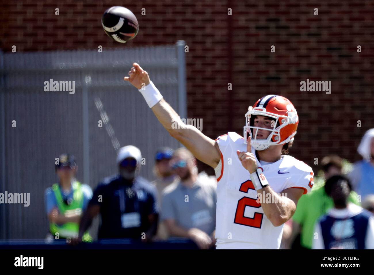 Clemson quarterback Cade Klubnik (2) passes during the first half of an ...