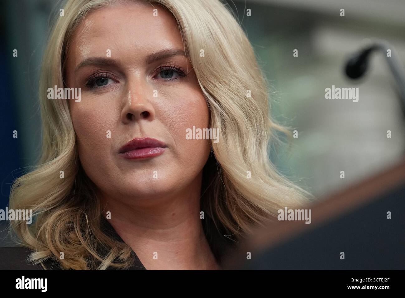 White House press secretary Karoline Leavitt speaks to reporters in the James Brady Press ...