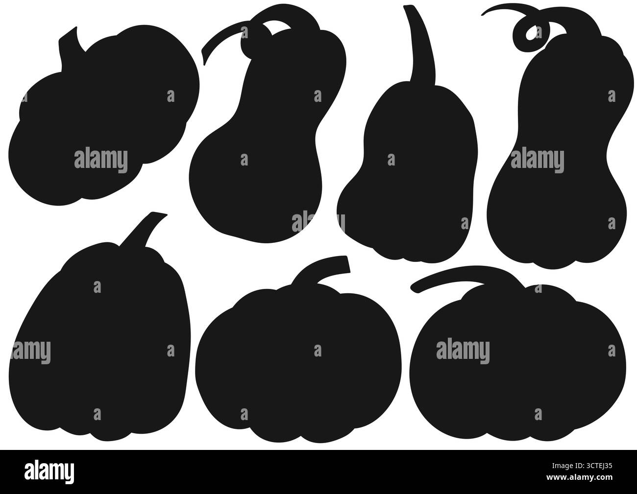 jack-o'-lantern. Set of silhouettes in hand draw style. Design for ...
