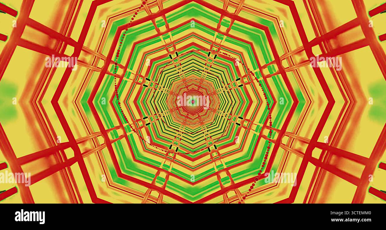 Swirling geometric shapes create a striking visual effect in bright ...