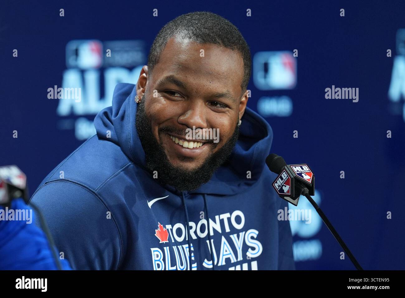 Toronto Blue Jays Vladimir Guerrero Jr. talks to reporters at Yankee ...