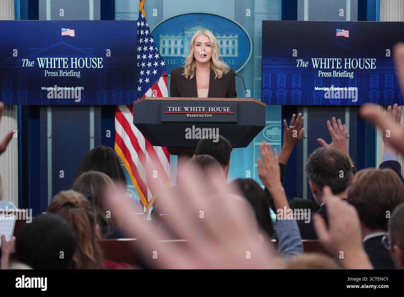 White House press secretary Karoline Leavitt speaks at a press briefing ...