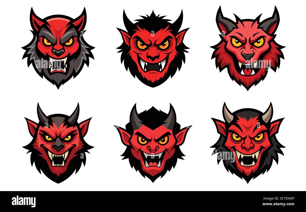 Red devil face illustration Stock Vector Images - Alamy