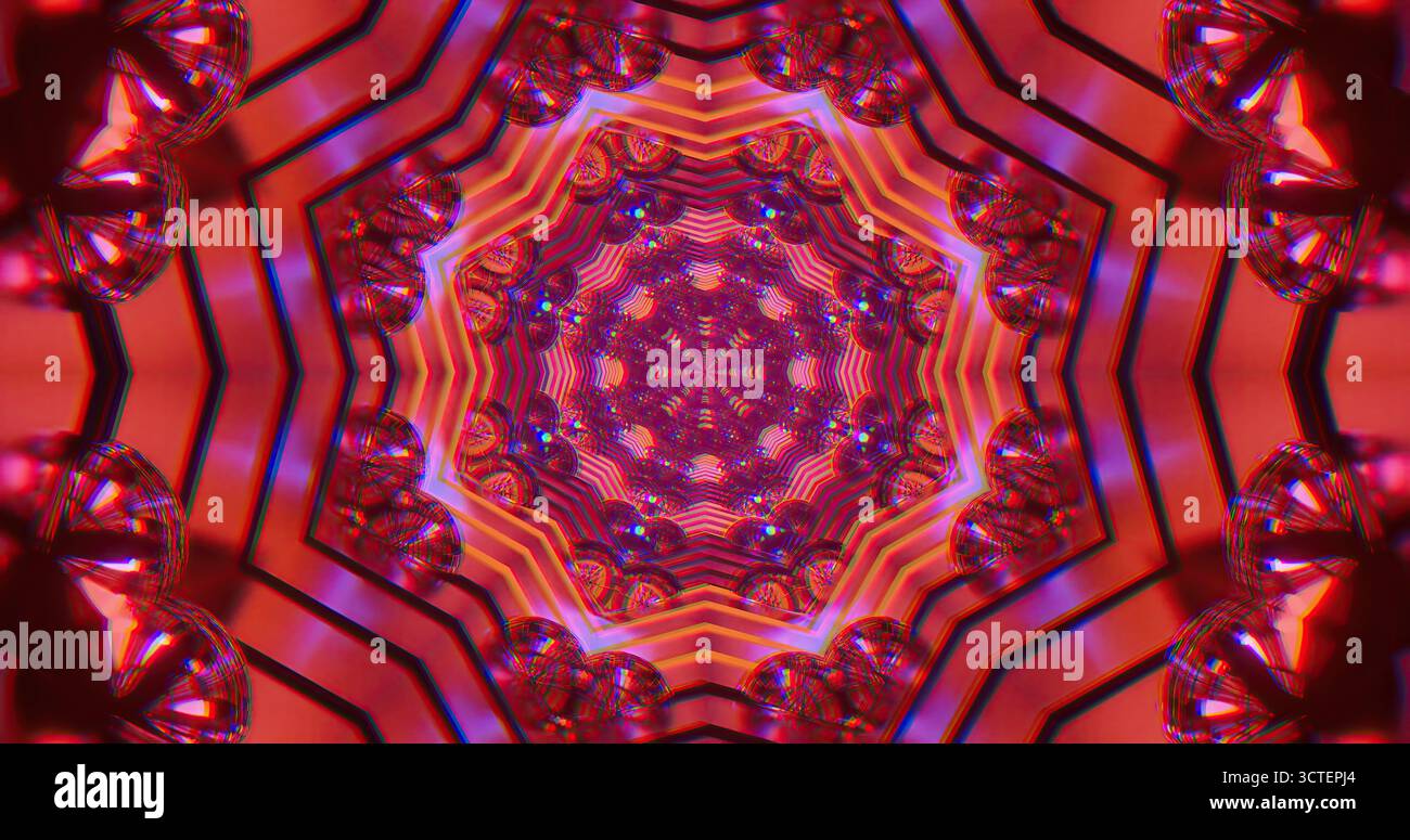 A striking kaleidoscope pattern filled with intricate shapes and vivid ...