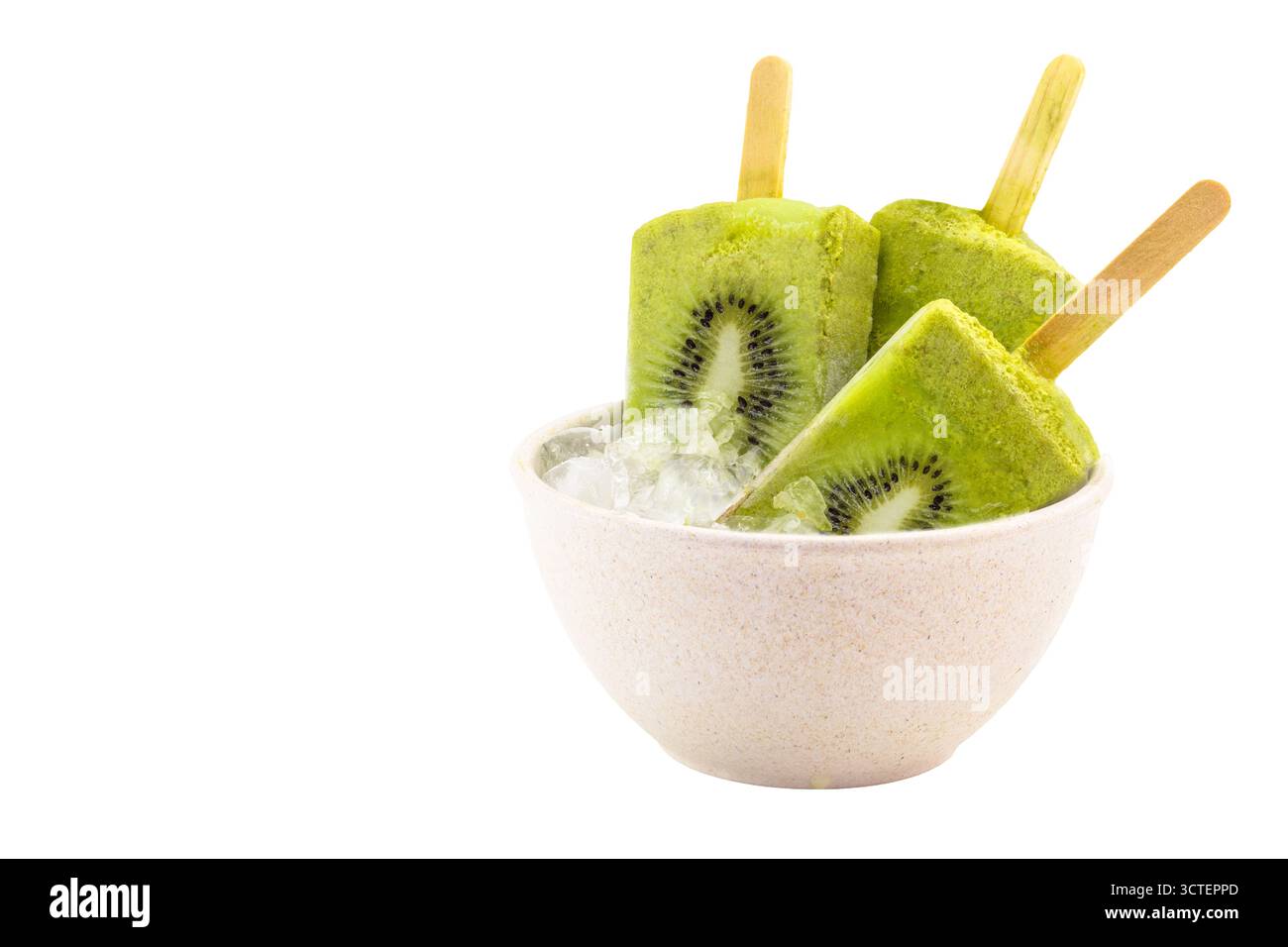 kiwi popsicle isolated on white background made with fresh fruits ...
