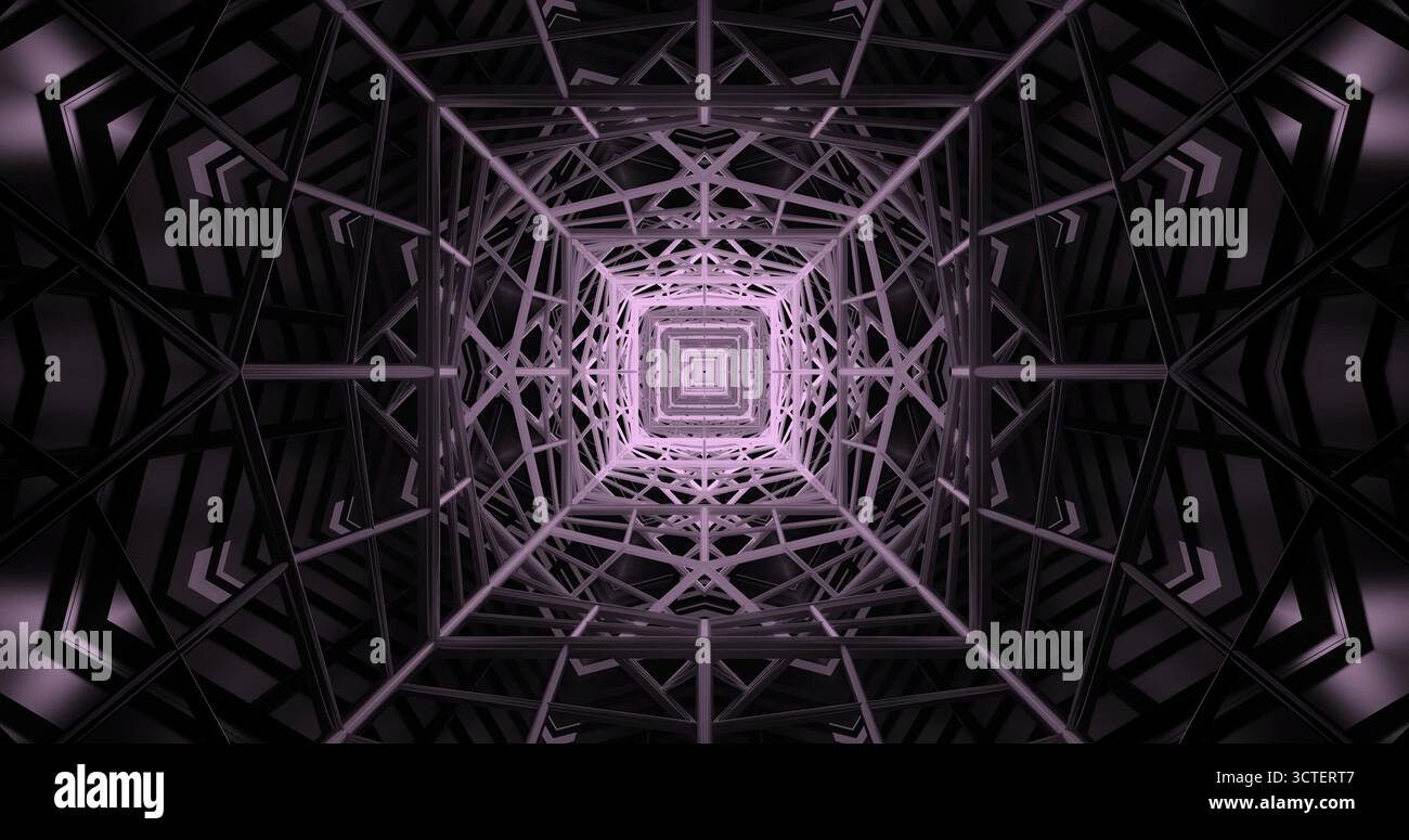 The view captures the intricate design of a geometric structure with ...