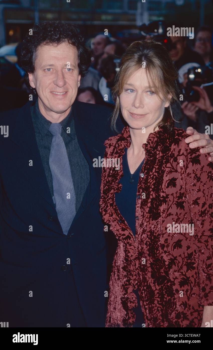 Geoffrey Rush and wife Jane Menelaus attend the premiere of "Les ...