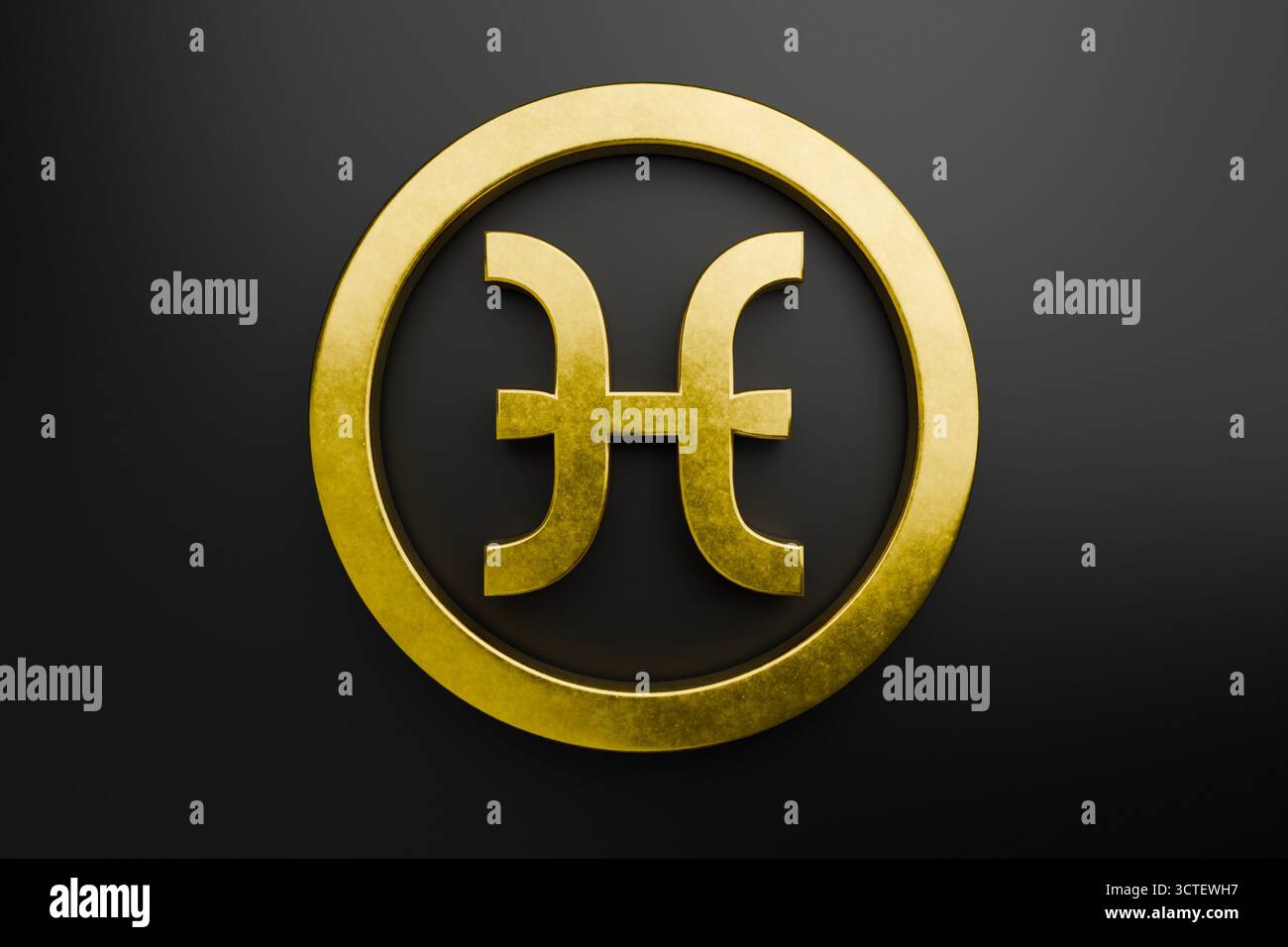 The image displays the golden symbol for the zodiac sign Pisces Stock ...