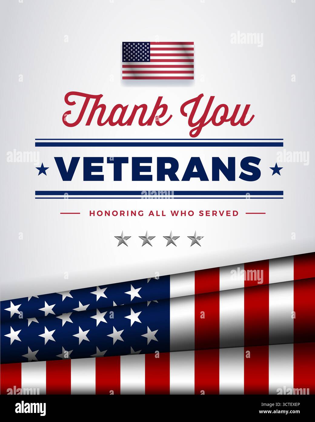 Veterans Day vector typographic vertical banner with Thank you Veterans ...