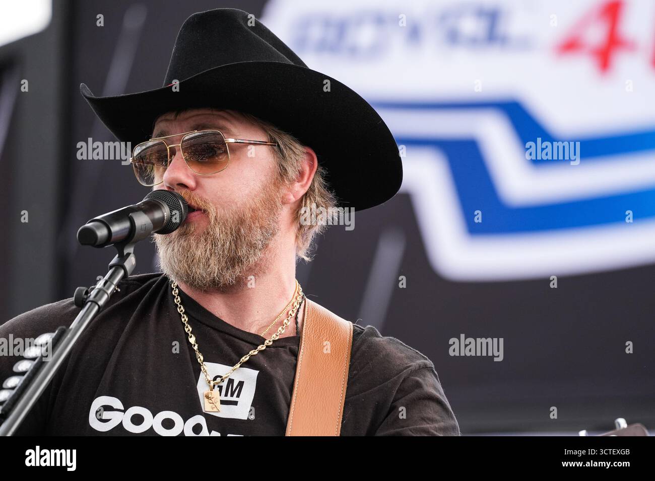 Country music artist Ernest performs prior to a NASCAR Cup Series auto ...