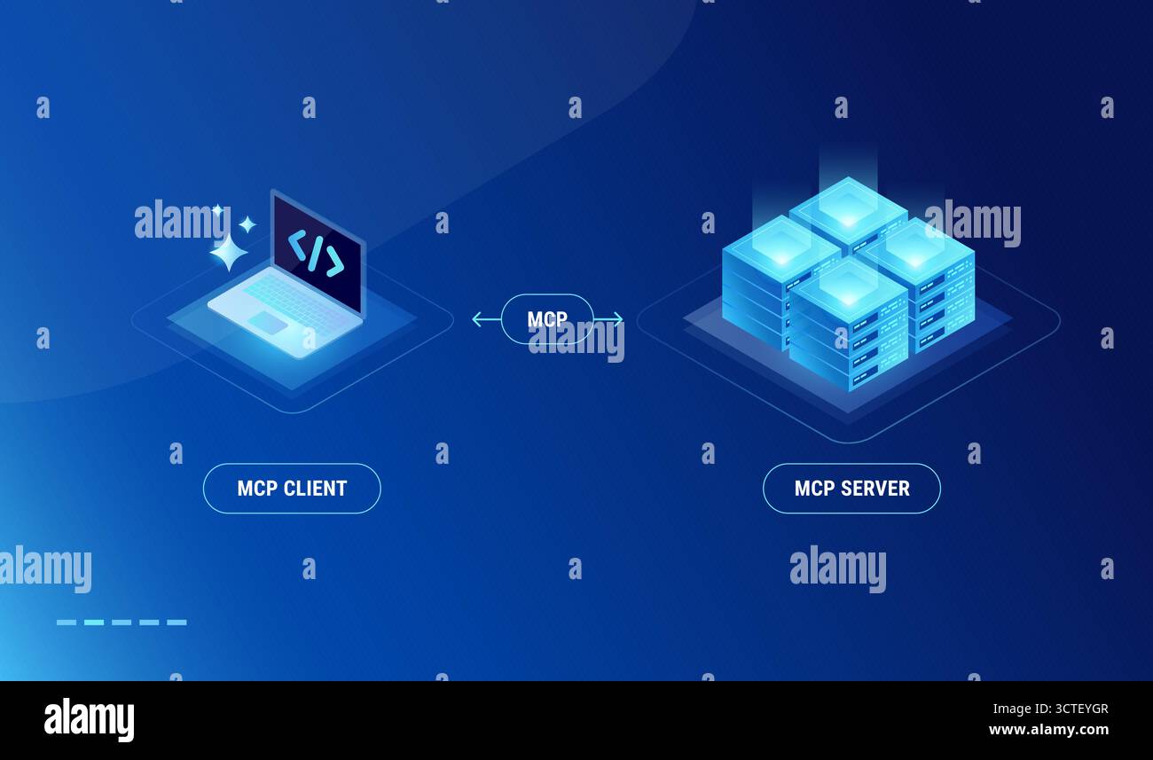 MCP Client Server model diagram - technology isometric infographics ...