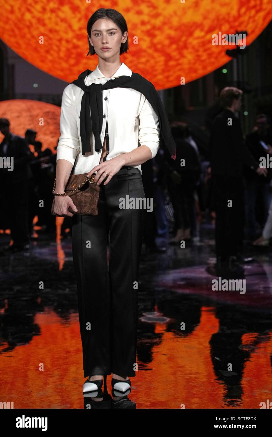 Gracie Abrams poses for photographers upon arrival at the Chanel Spring ...