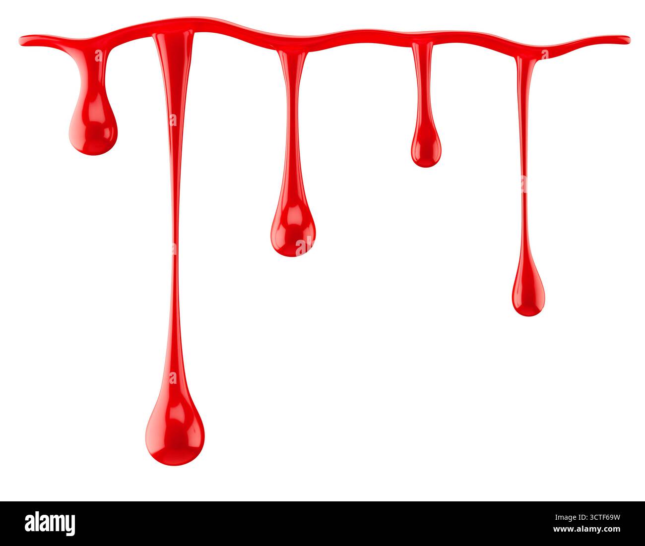 red paint dripping isolated on a white background. 3d render Stock ...