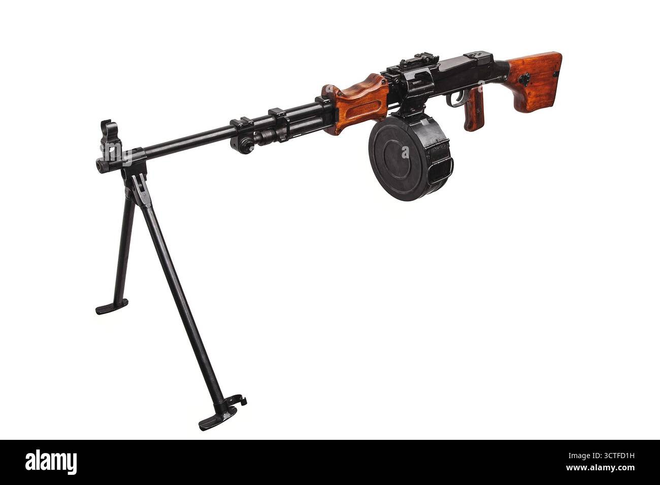 An authentic Soviet-era RPD light machine gun with a drum magazine and ...