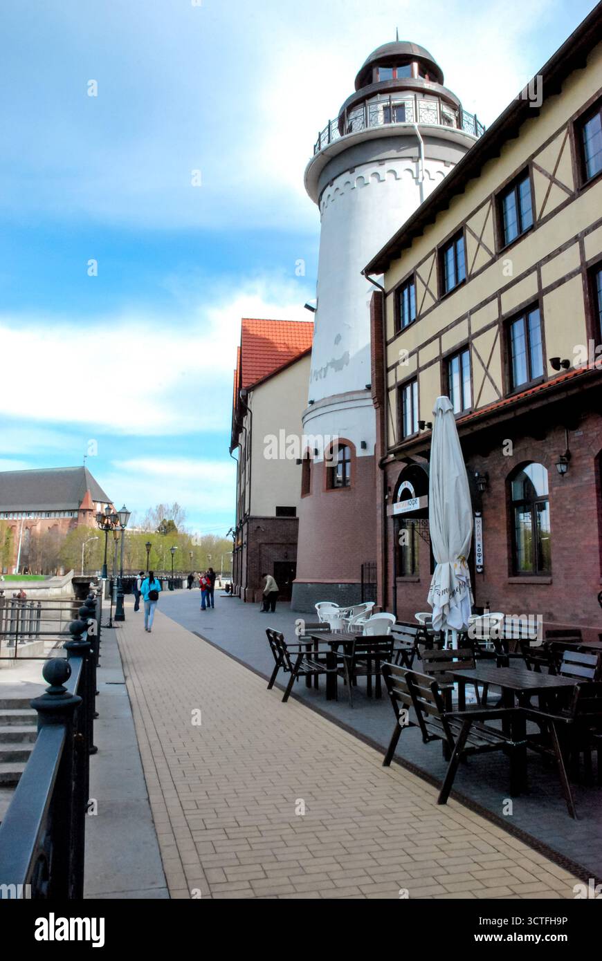 Kaliningrad, Russia - May 01, 2013 - Scenic street view with lighthouse ...