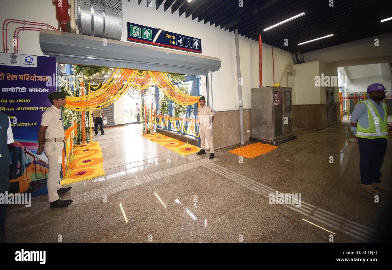 PATNA, INDIA - OCTOBER 6: A view of decorated railway platform after ...