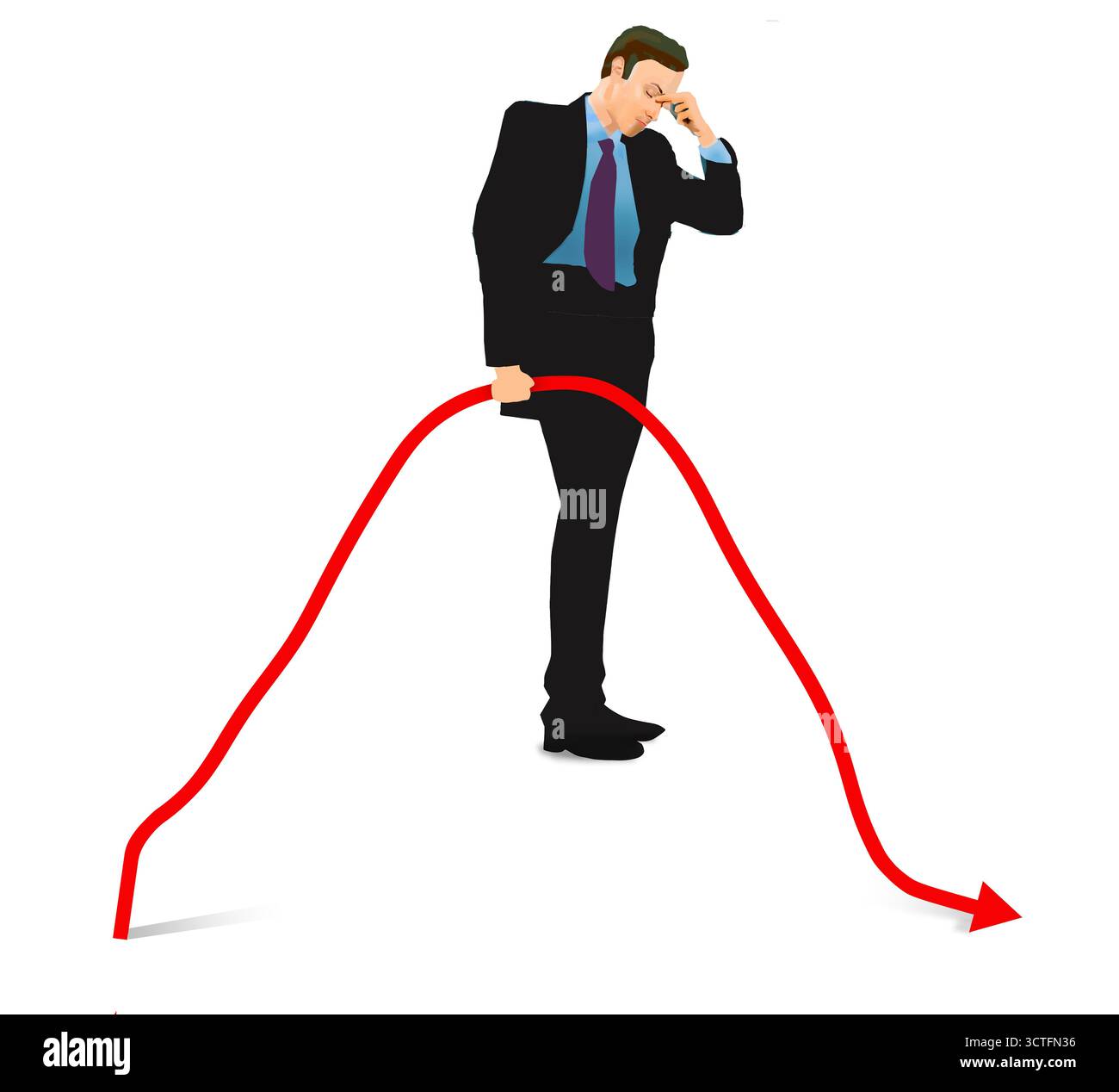 Downward graph man Cut Out Stock Images & Pictures - Alamy