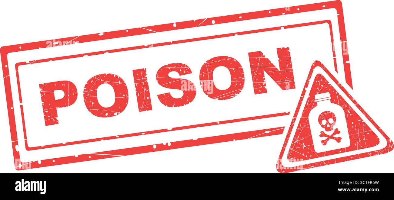 vector illustration red rubber stamp poison text and alert symbol Stock ...