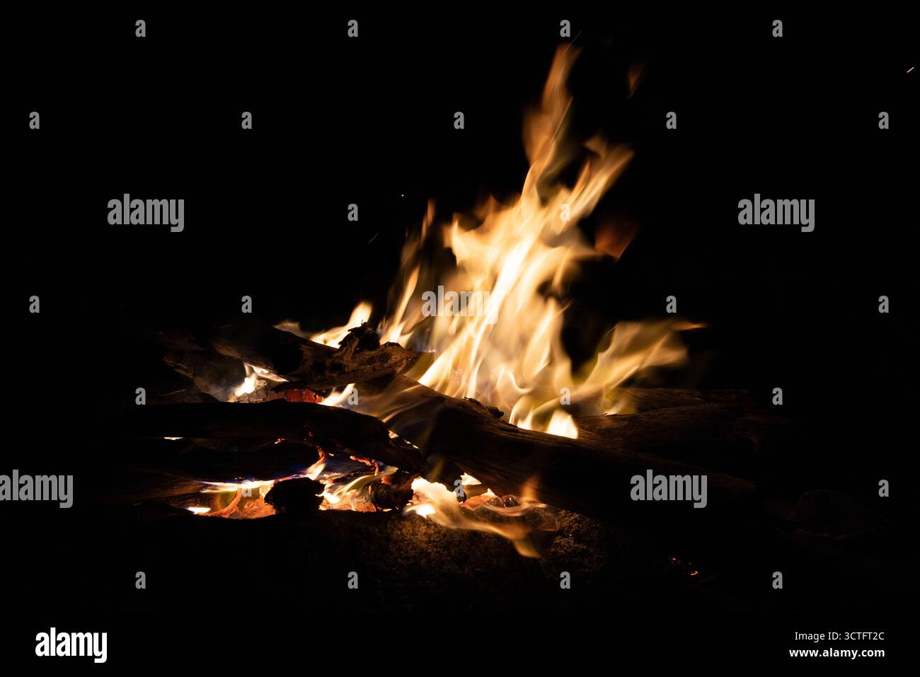 Snow camping fire at Phillack Saddle on a cool winter's night near Mt ...