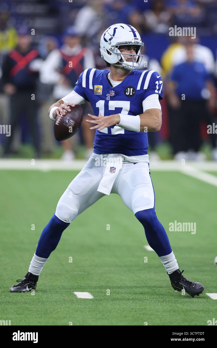 Indianapolis Colts quarterback Daniel Jones (17) looks to throw a pass ...