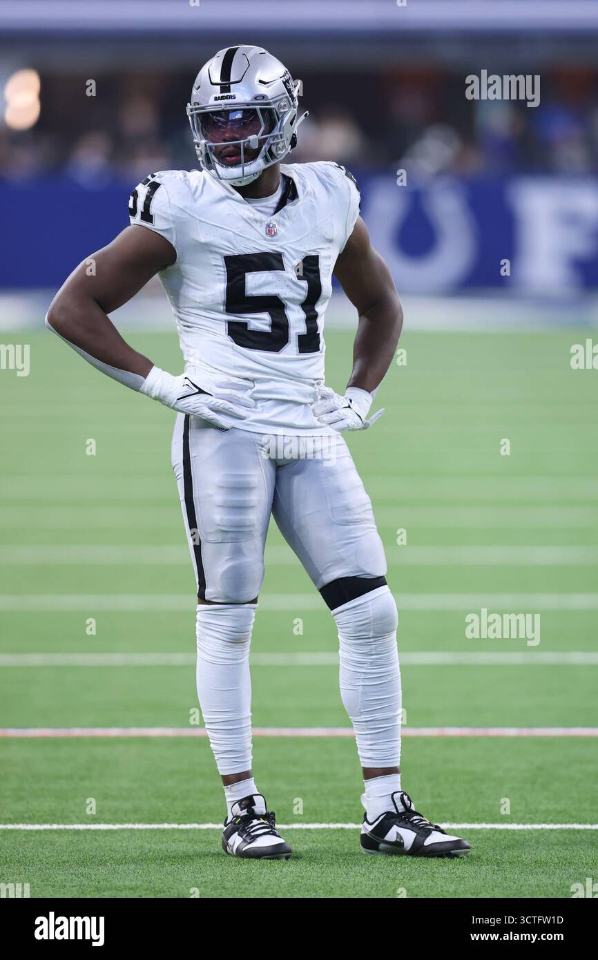 Las Vegas Raiders defensive end Malcolm Koonce (51) lines up against ...