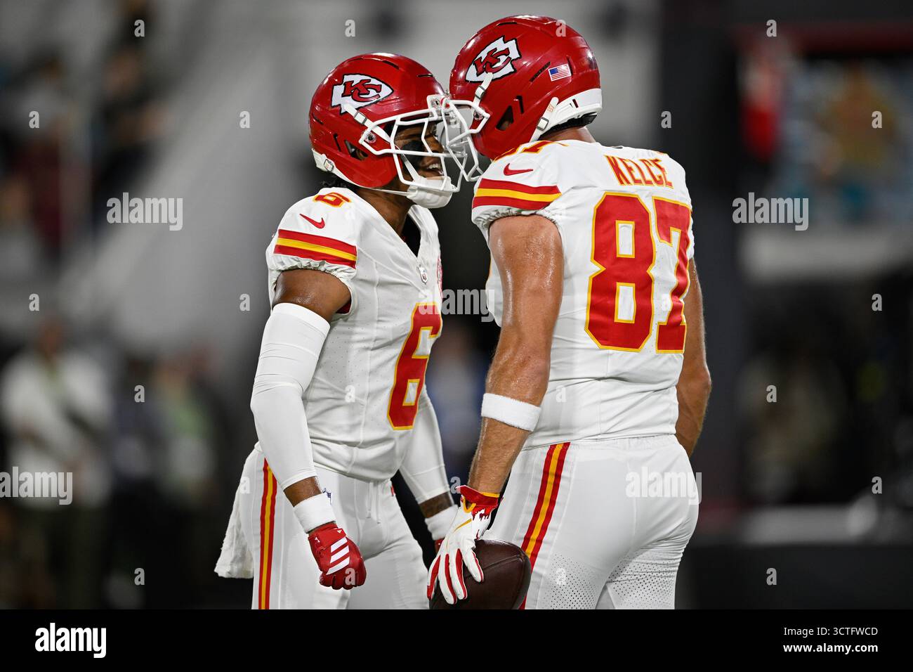 Kansas City Chiefs safety Bryan Cook (6) and tight end Travis Kelce (87 ...