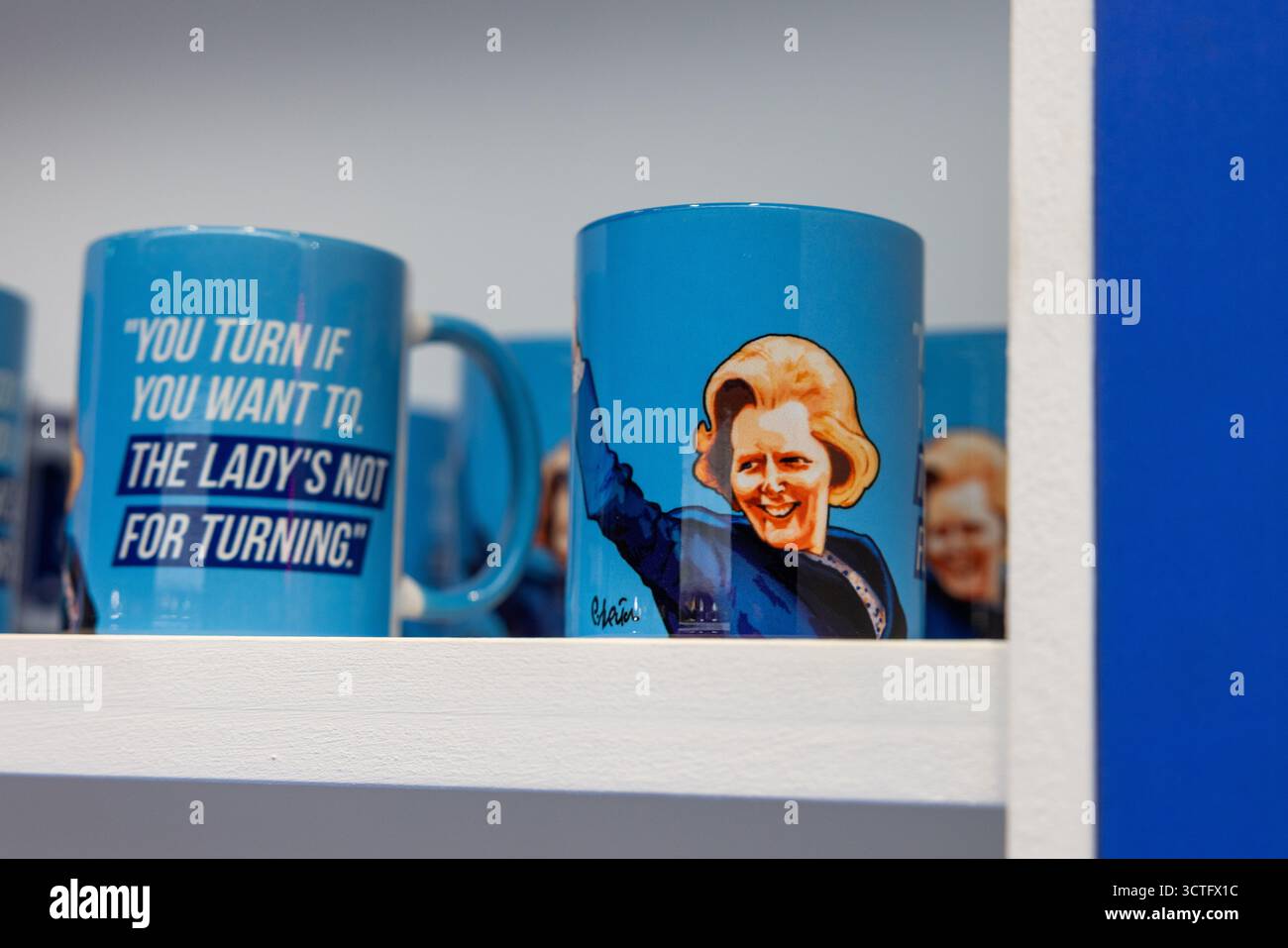 Manchester, UK. 06 OCT, 2025. Margaret Thatcher mugs on day two of the ...