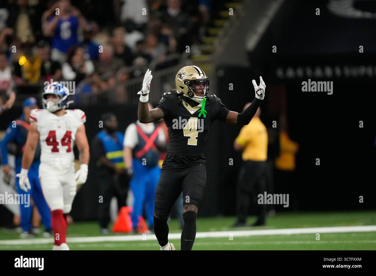 New Orleans Saints cornerback Kool-Aid McKinstry (4) reacts in the ...