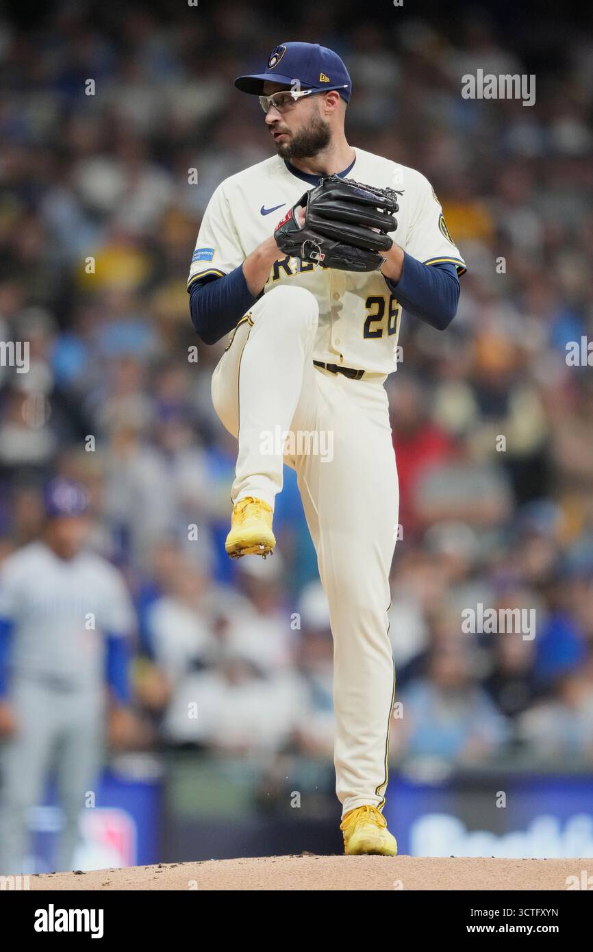 Milwaukee Brewers starting pitcher Aaron Ashby winds up to deliver ...