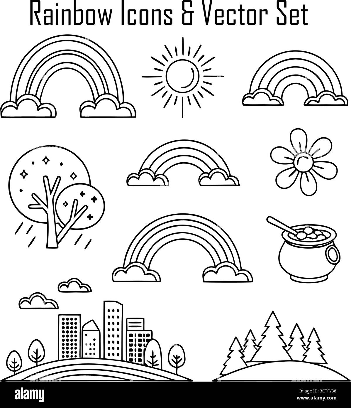 Colorful Rainbow Vector Illustration Bright Spectrum Arc Design ...