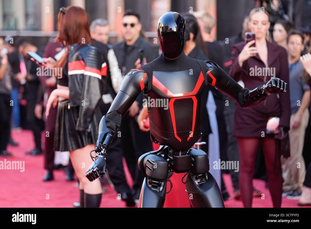 A prop from "Tron: Ares" is featured at the fim's premiere on Monday ...