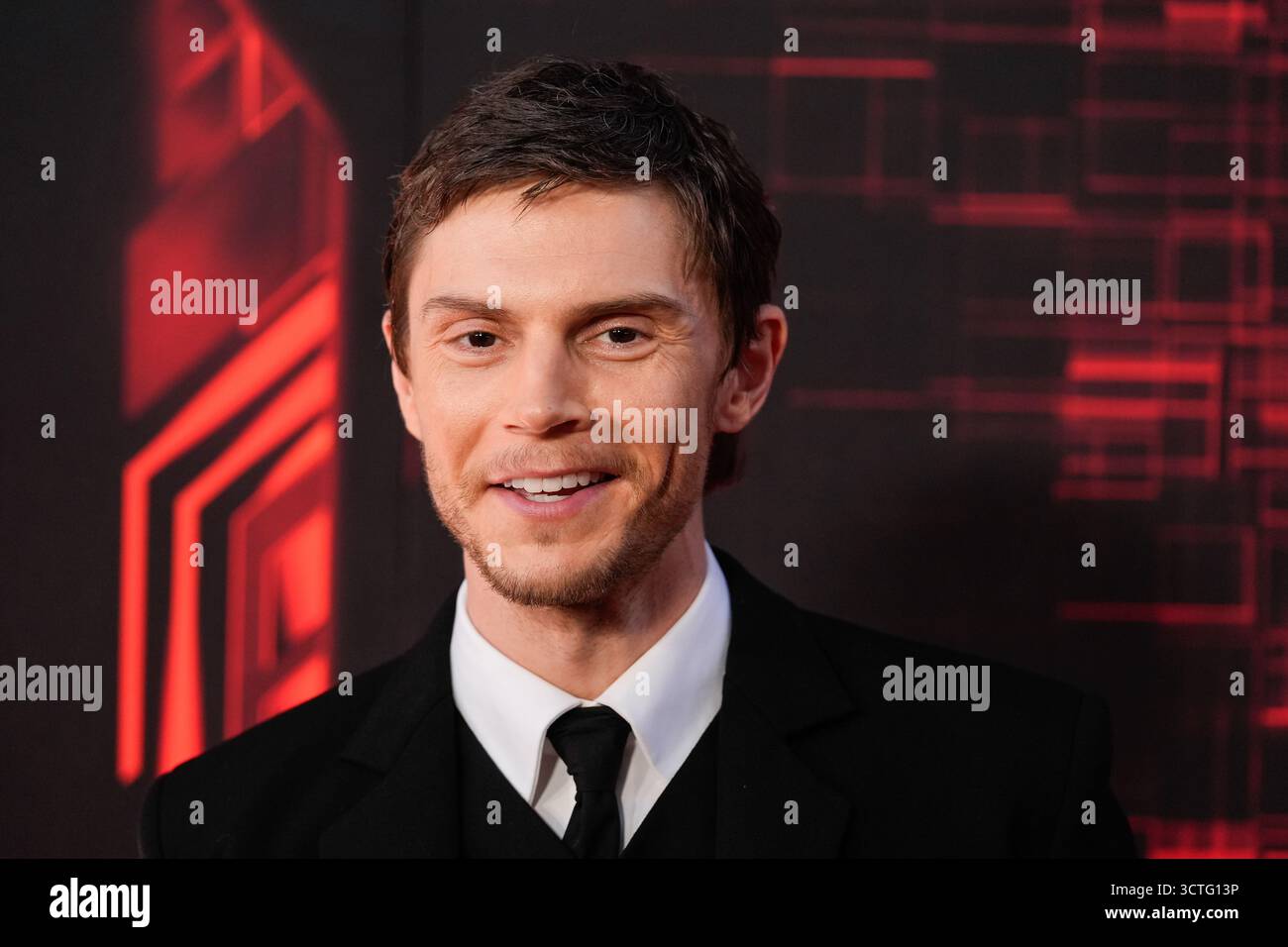 Evan Peters arrives at the premiere of "Tron: Ares" on Monday, Oct. 6 ...