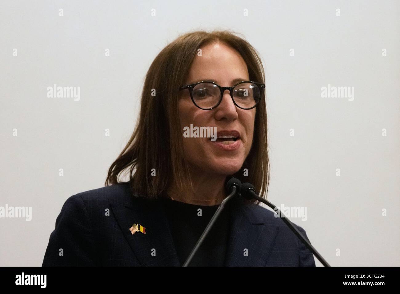 California Lieutenant Governor Eleni Kounalakis speaks before the official signing ceremony of ...