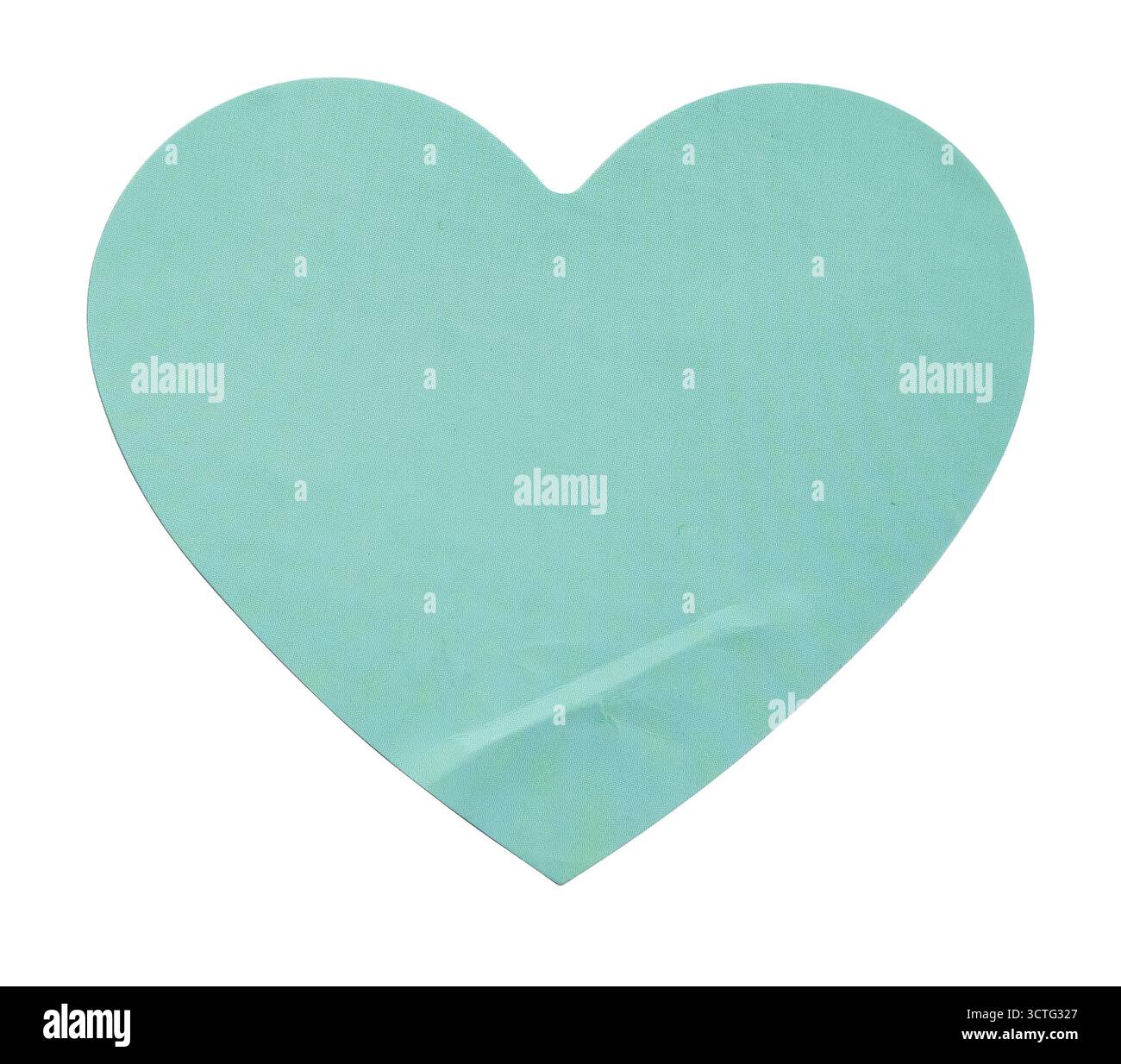 Single Turquoise Blue Heart Shaped Sticker with Peeling and Wrinkled ...