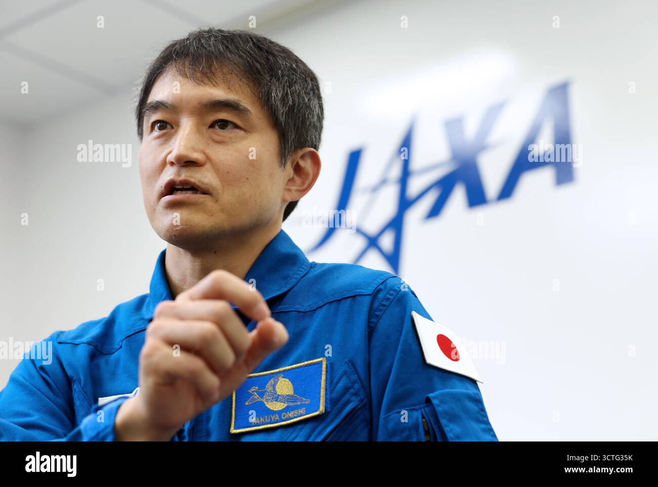 Japanese astronaut Takuya Onishi an interview in Chiyoda Ward, Tokyo on ...