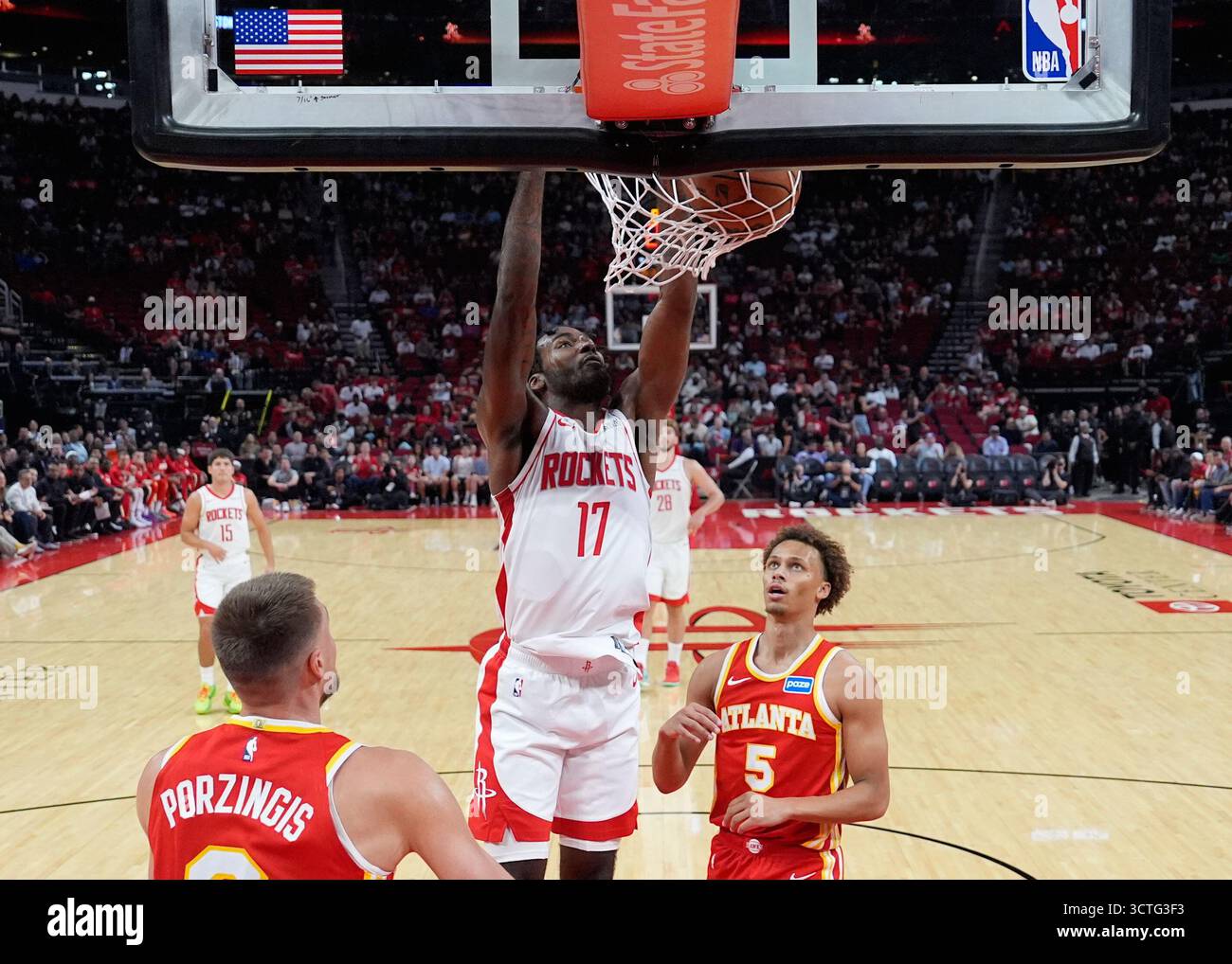 Houston Rockets forward Tari Eason (17) dunks during the first half of ...
