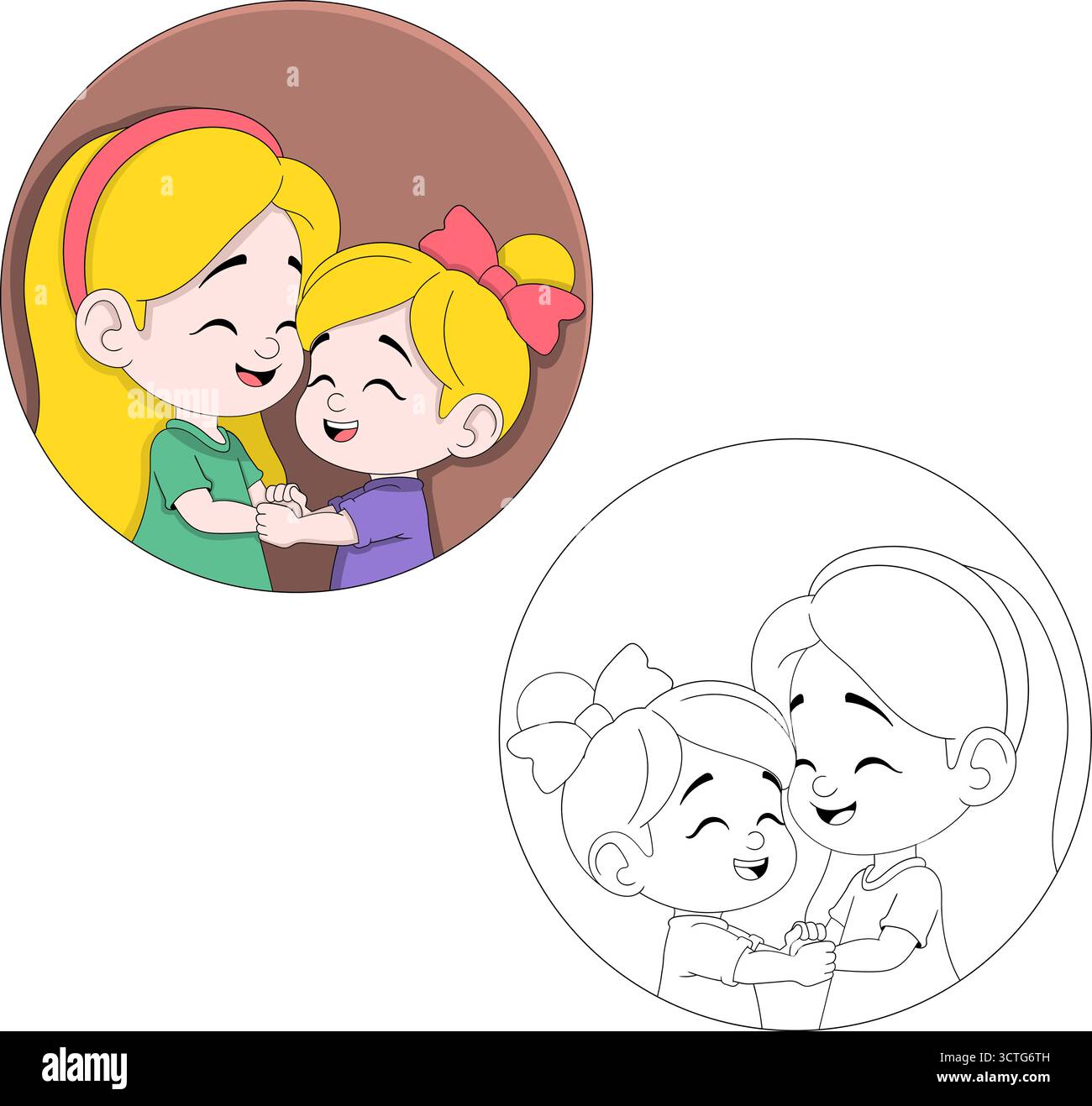 Cute cartoon avatar illustration of a mother and her son laughing ...