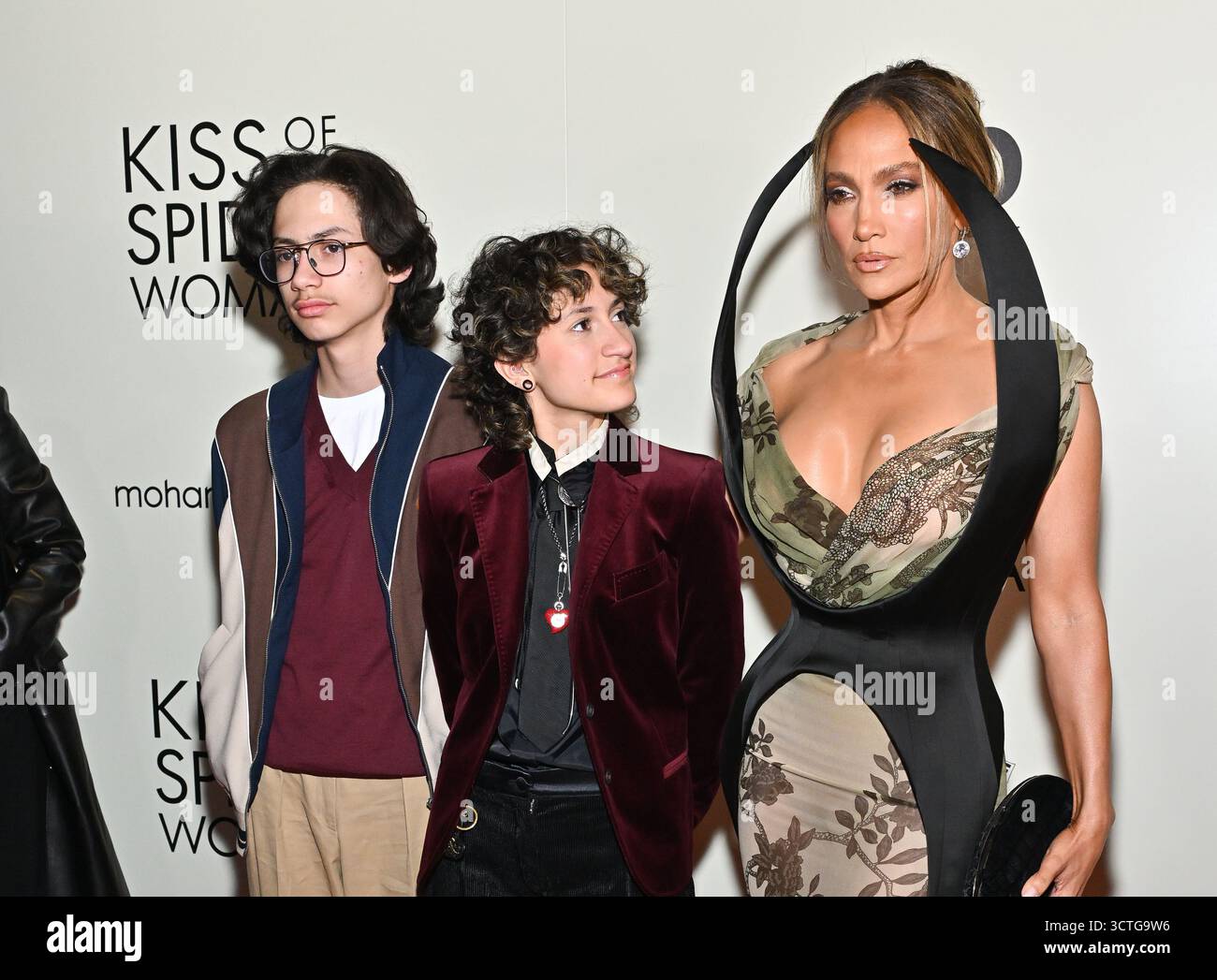 Jennifer Lopez, right, poses with her children Max Muñiz, left, and ...