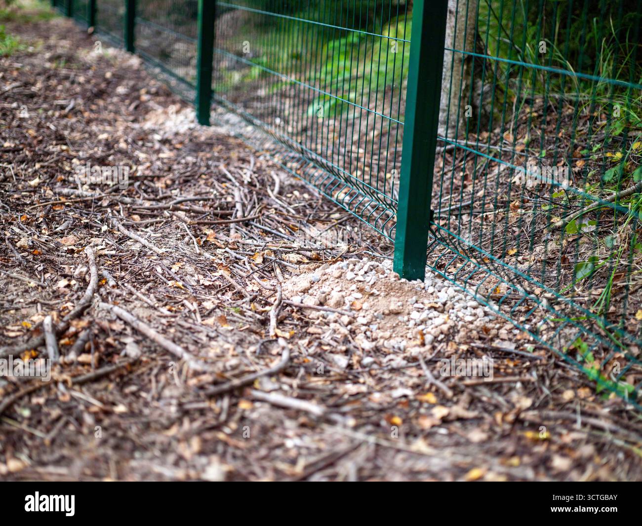 just dug metal posts for net fence, no people, a daytime shot Stock ...