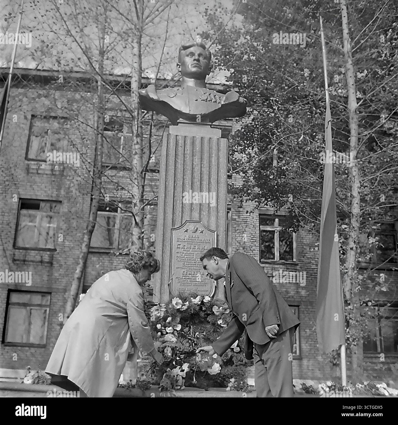 The relocated monument to twice Hero of the Soviet Union, pilot Nikolai ...